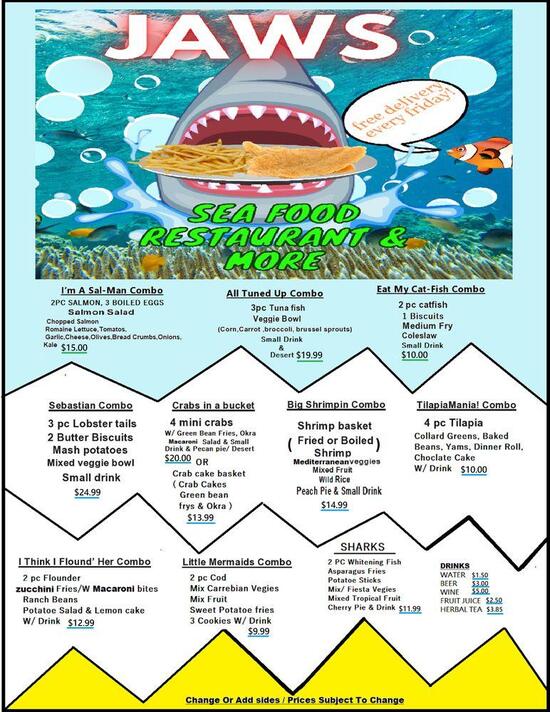 Menu at Jaws Seafood Restaurant and More, Surprise
