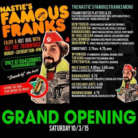 Menu at Nastie's Famous Franks pub & bar, Miami