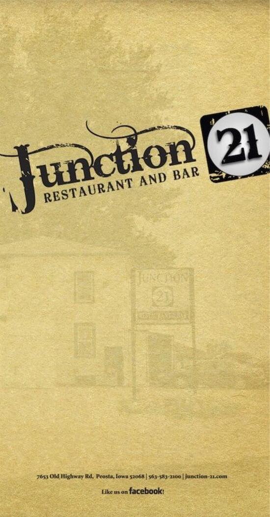 Menu at Junction 21 Restaurant & Bar, Peosta