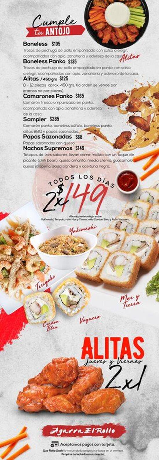 Menu at Que Rollo Sushi & Bar Plaza Pacifico, Tijuana