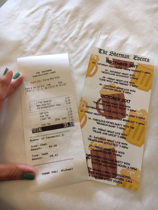 Menu at The Sherman Inn restaurant, Batesville, 35 S Main St