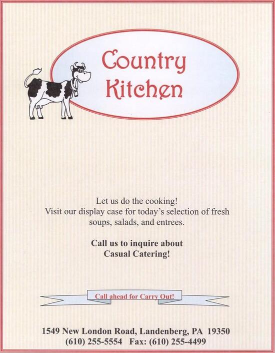 Menu at Country Kitchen restaurant, Kemblesville