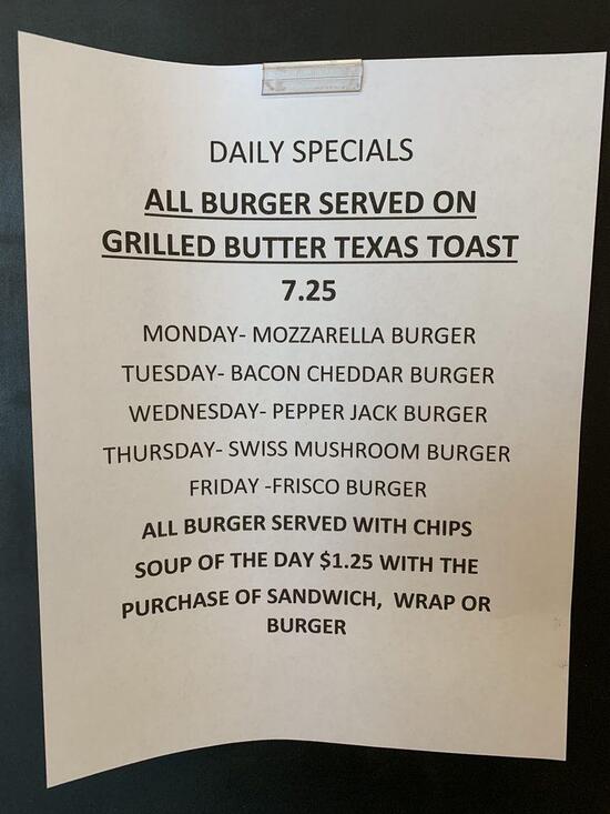 Menu at Jackson Street Deli restaurant, Willard