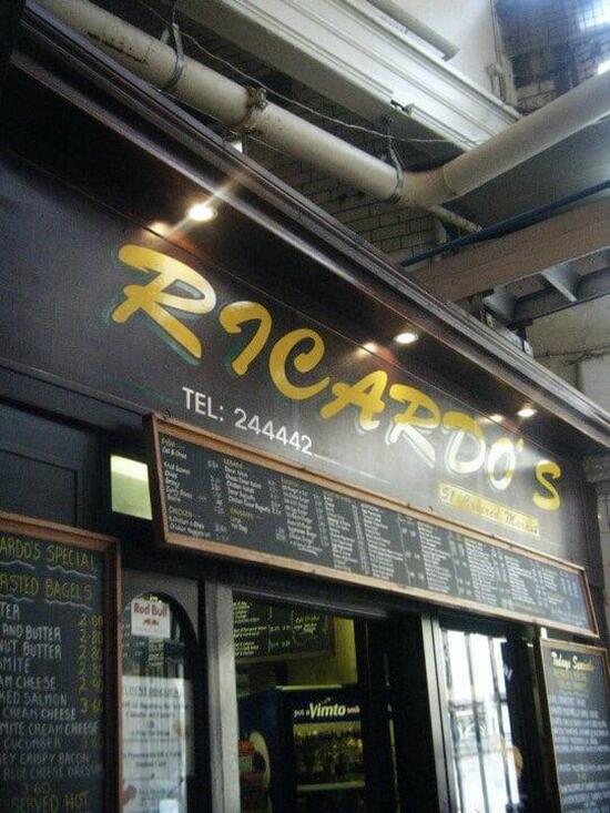 Menu at Ricardo's cafe, Oxford