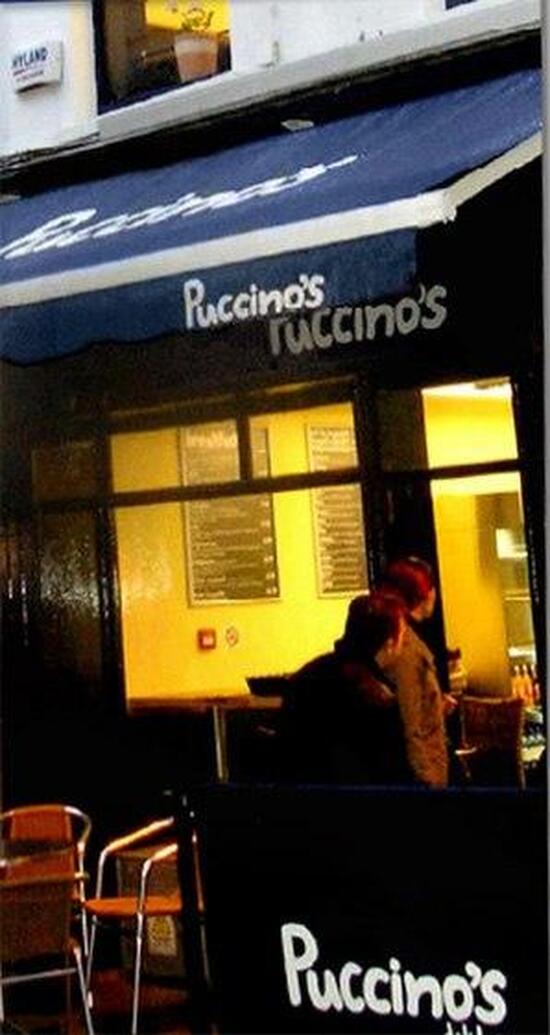 Menu at Puccino's cafe, London, Platforms 1 & 2 Balham Station