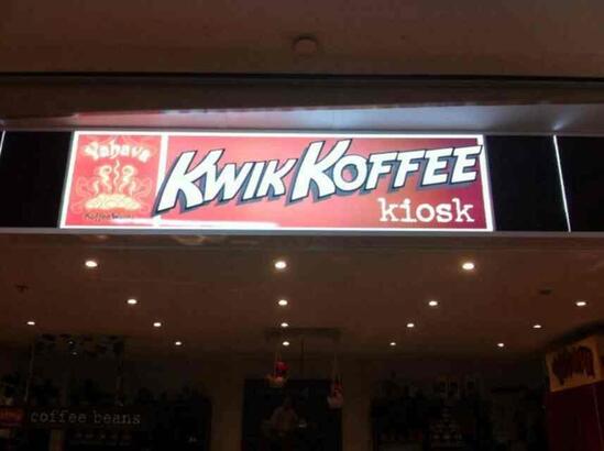 Menu at Kwik Koffee cafe, Perth